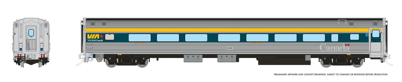 Rapido Trains HO Budd Coach w/HEP: VIA Rail - Current Scheme (Teal ...