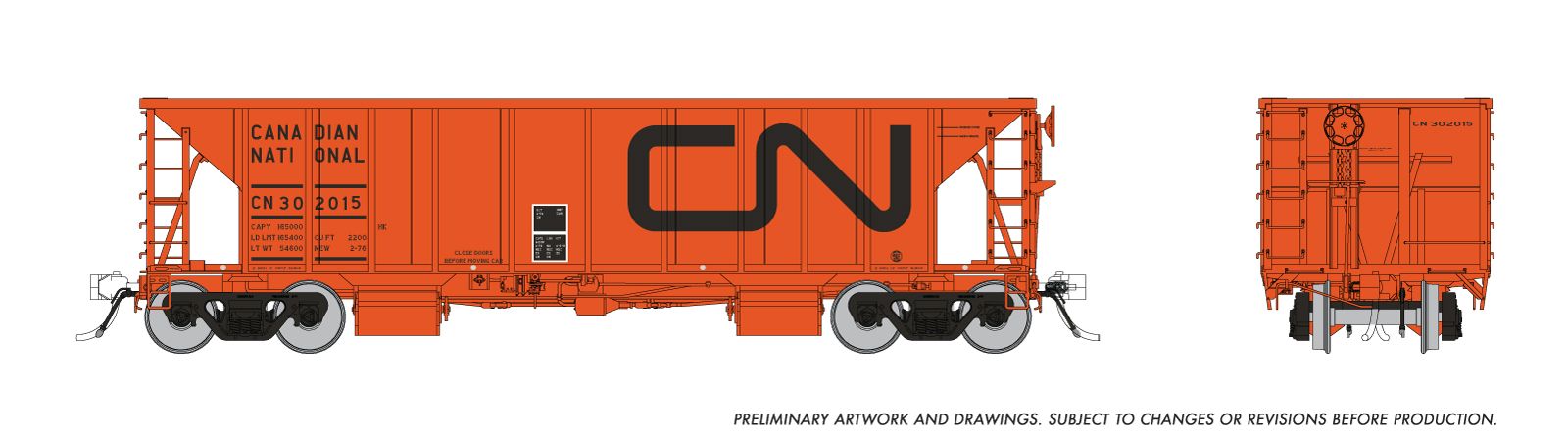 Rapido Trains HO Scale Ballast Hopper - Canadian National – Modèle B.T.