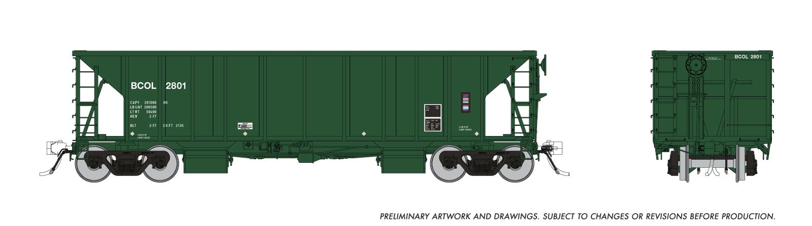 Rapido Trains HO Scale Ballast Hopper - BC Rail – Modèle B.T.