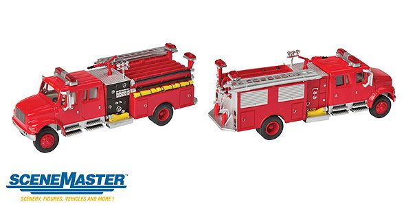 Walthers SceneMaster HO International 4900 Crew Cab Fire Engine Red ...