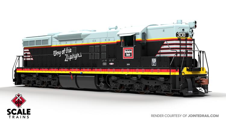 ScaleTrains Rivet Counter HO EMD SD7 w/DCC & Sound - CB&Q – Modèle B.T.