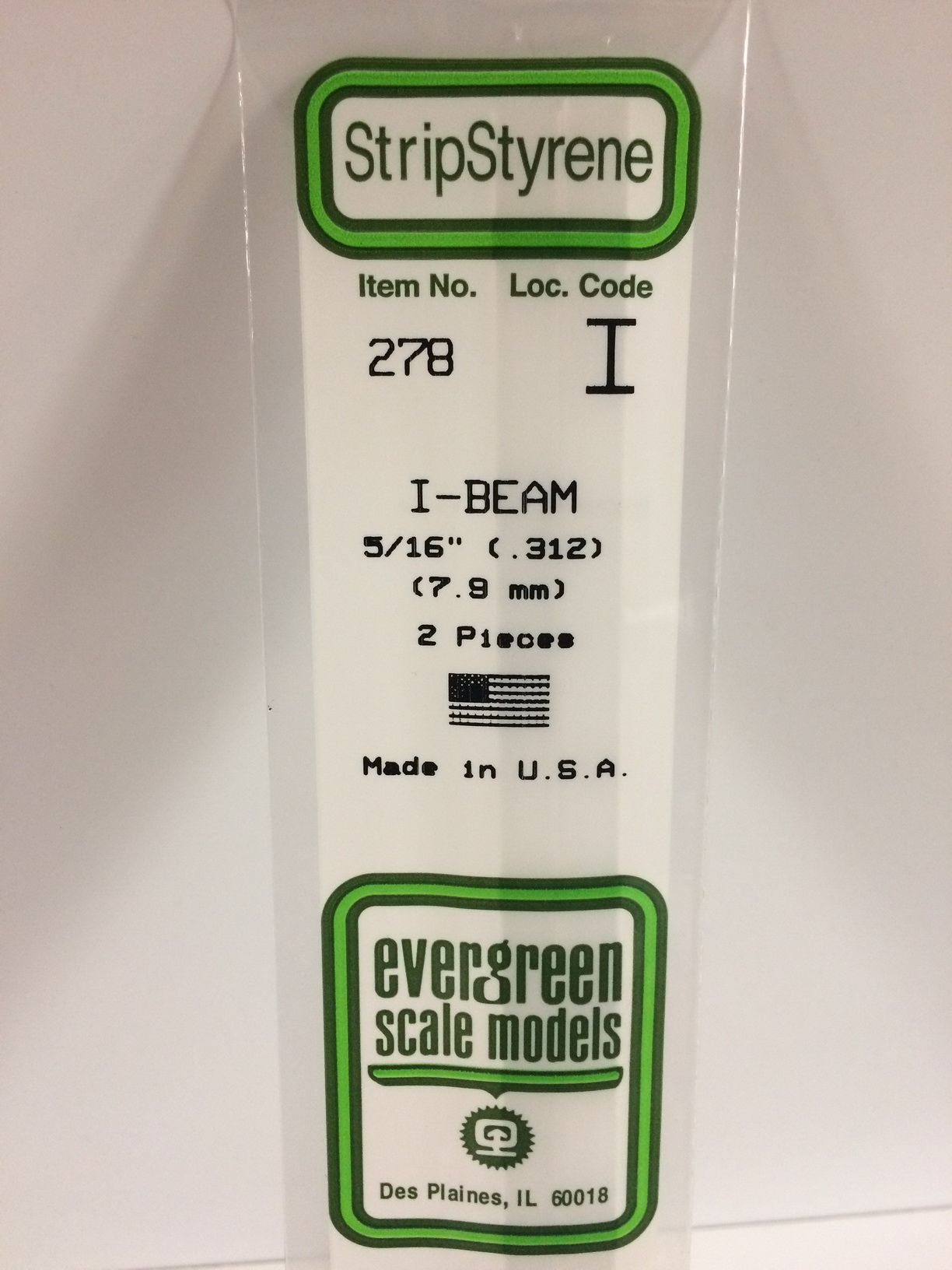 Evergreen Styrene I Beam 5/16" (.312") – Modèle B.T.