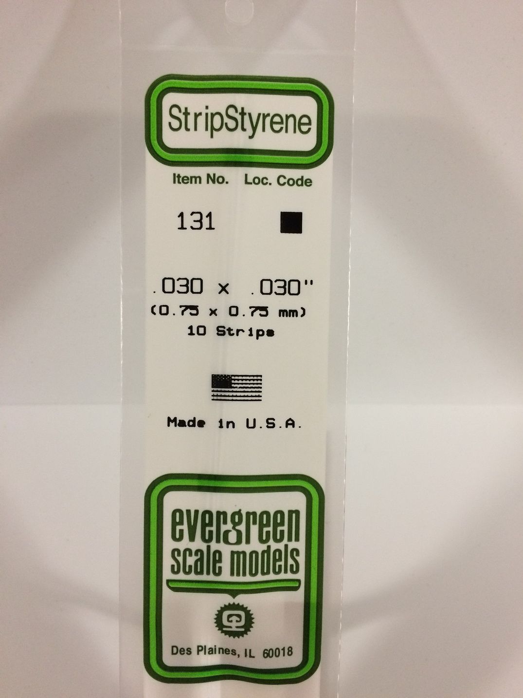 Evergreen Styrene Strip .030"x.030" – Modèle B.T.