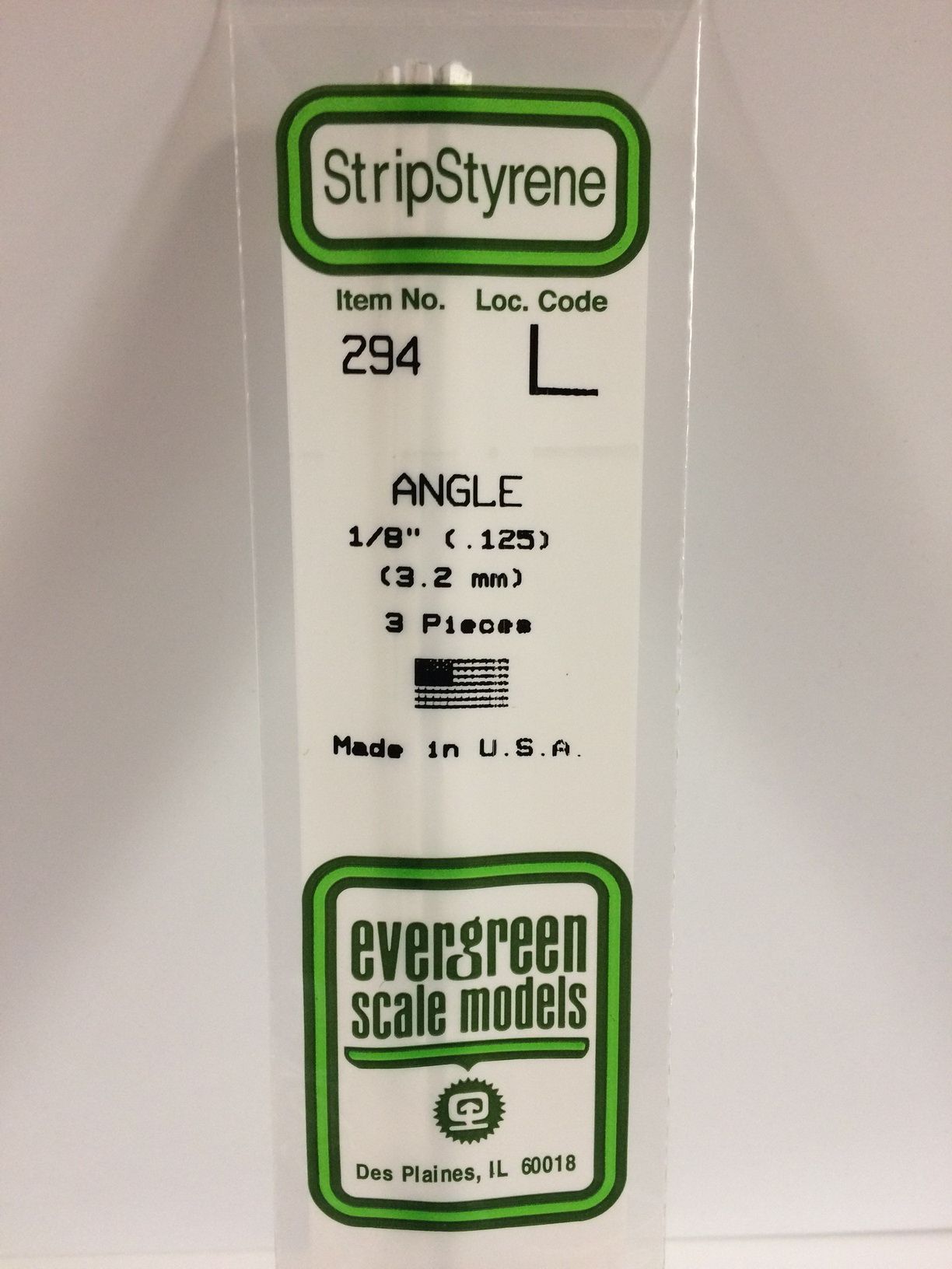 Evergreen Styrene L-Angle 1/8" .125" – Modèle B.T.