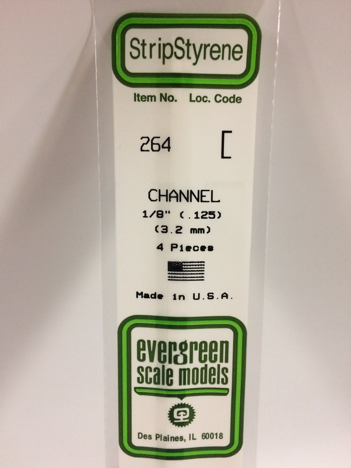 Evergreen Styrene Channel 1/8" .125" 4pcs. – Modèle B.T.