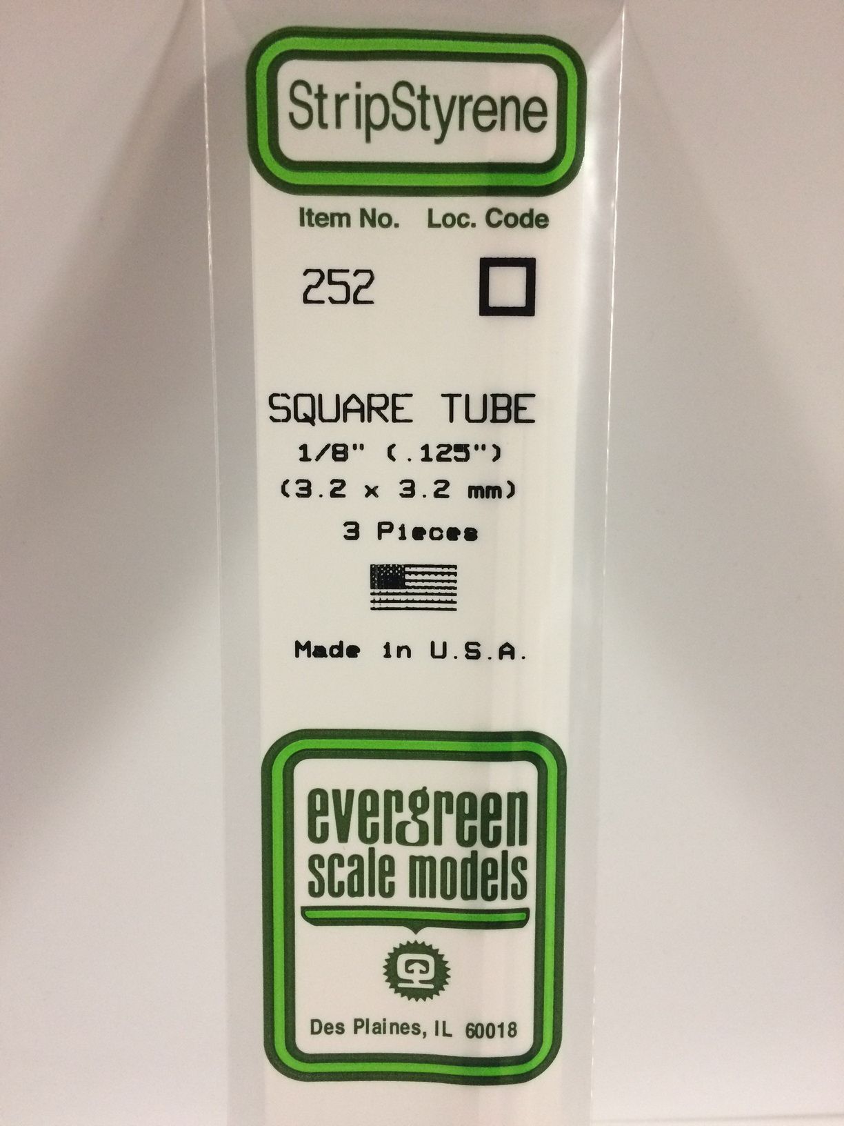 Evergreen Styrene Square Tube 1/8" .125" 3pcs. – Modèle B.T.