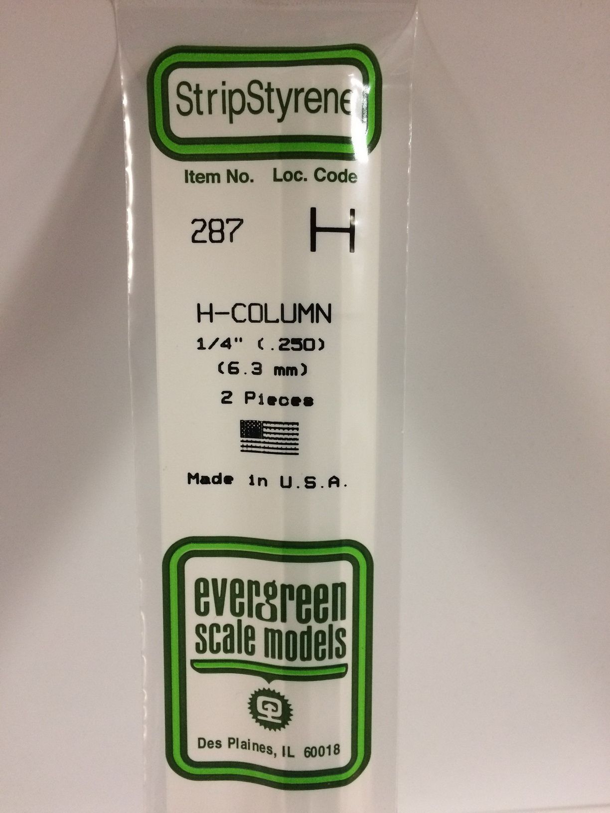 Evergreen Styrene H-Column 1/4" .250" – Modèle B.T.