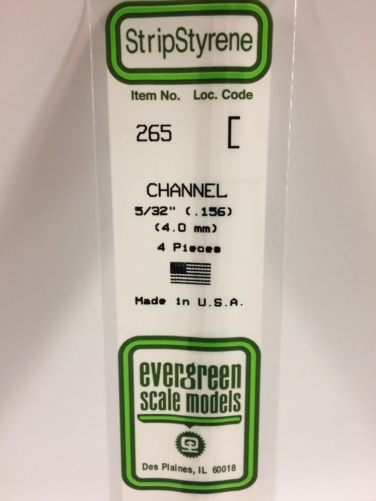 Evergreen Styrene Channel 5/32" .156" – Modèle B.T.