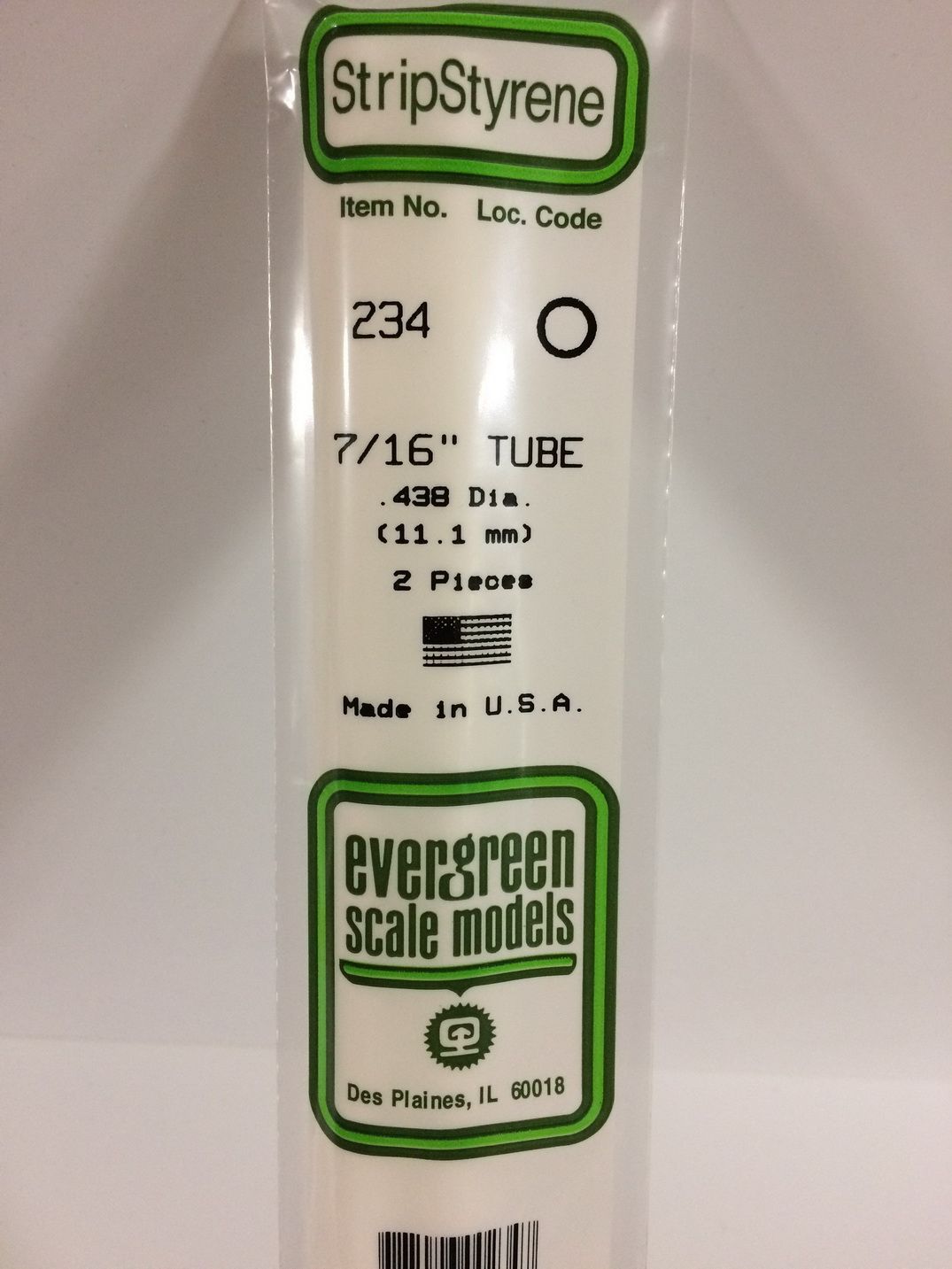 Evergreen Styrene Tube 7/16" .438" – Modèle B.T.