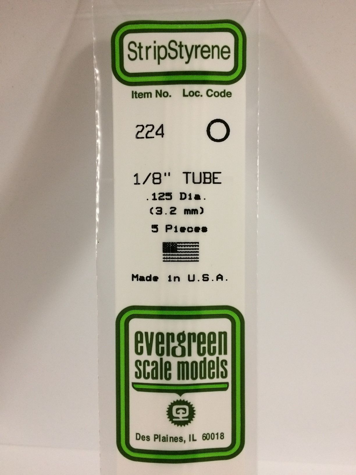 Evergreen Styrene Tube 1/8" .125" 5pcs. – Modèle B.T.