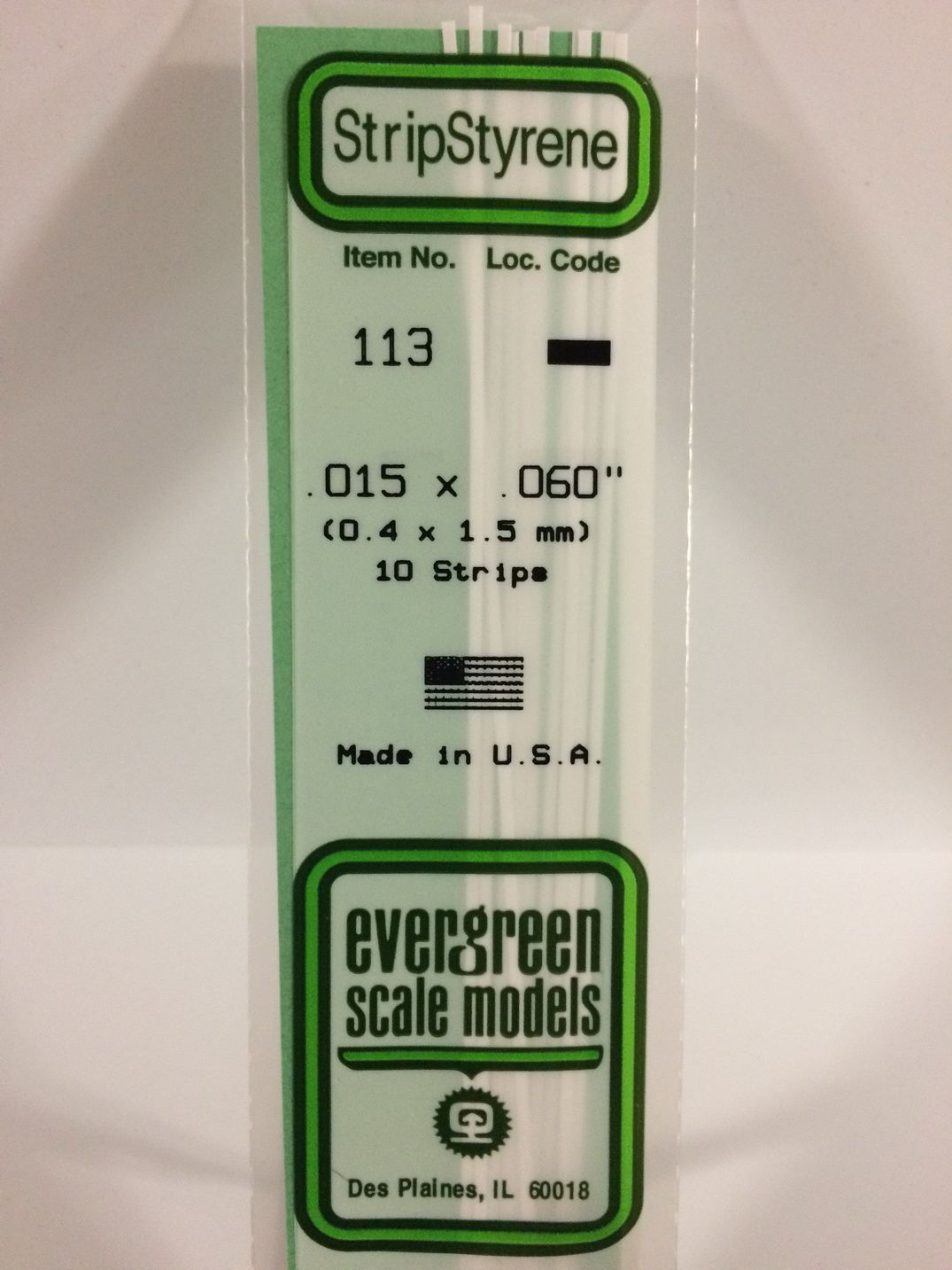 Evergreen Styrene Strip .015"x.060" – Modèle B.T.