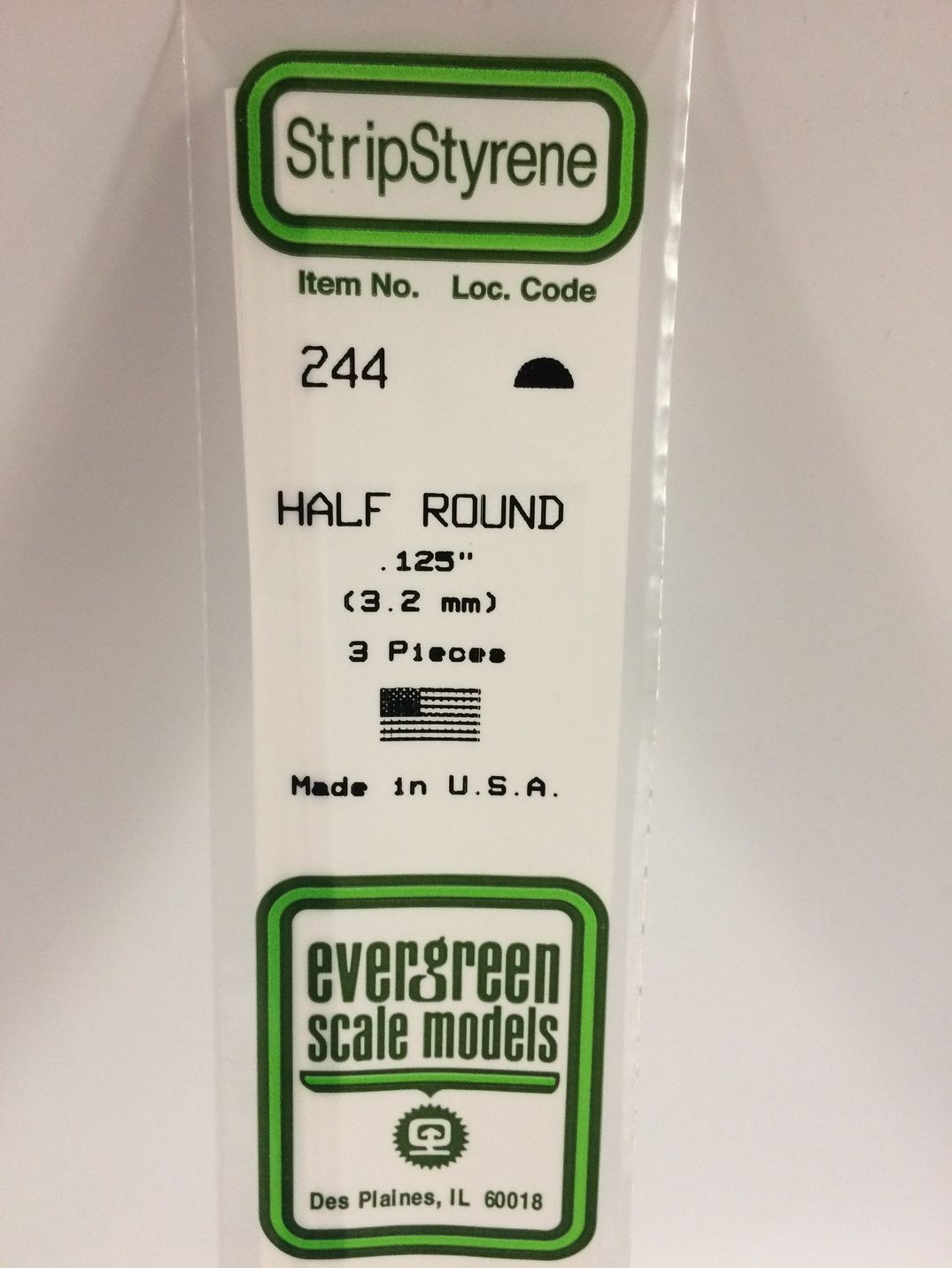 Evergreen Styrene Half Round .125" – Modèle B.T.