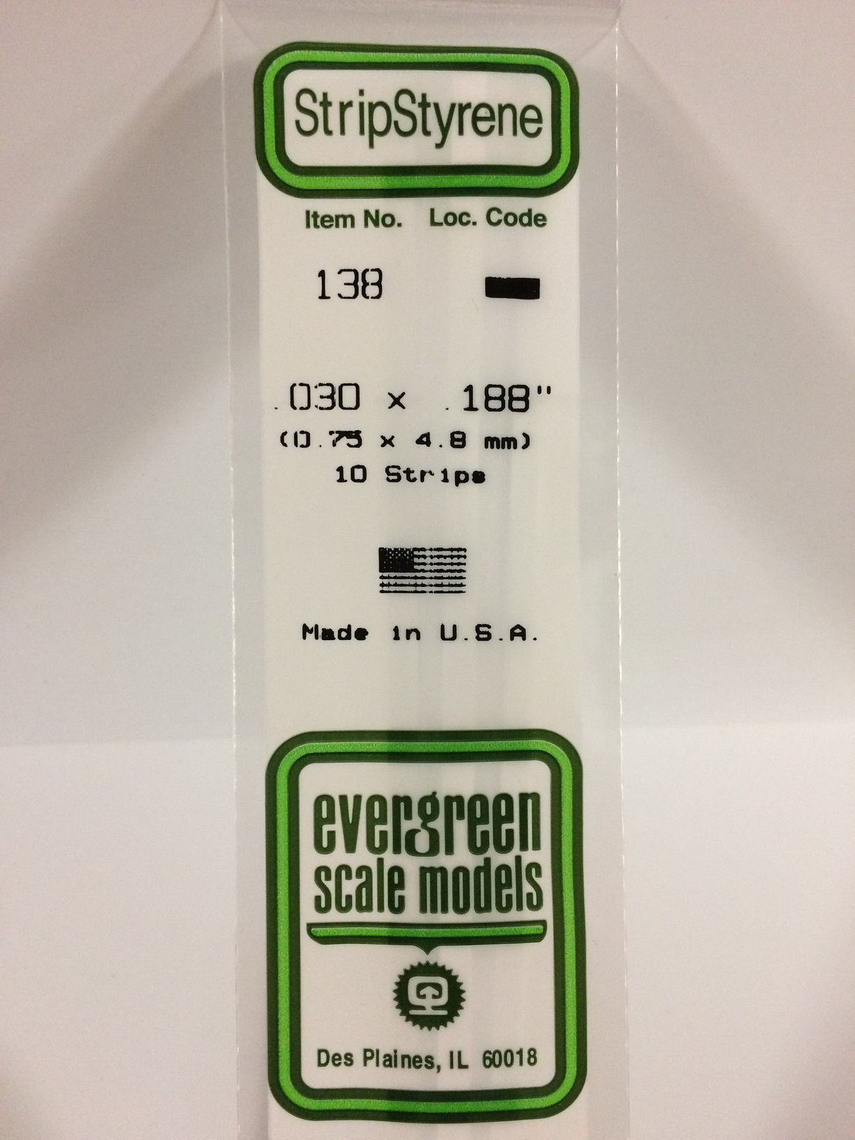 Evergreen Styrene Strip .030"x.188" – Modèle B.T.