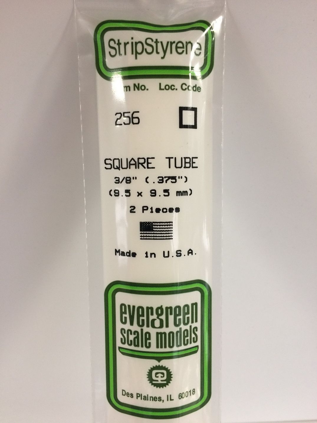 Evergreen Styrene Square Tube 3/8" (.375") – Modèle B.T.