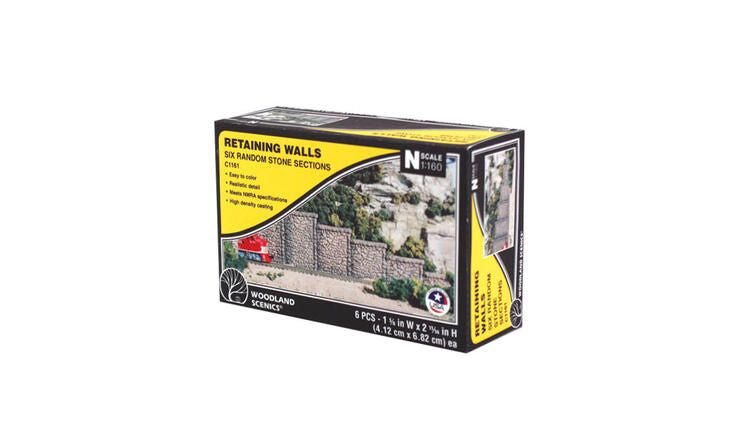 Woodland Scenics N scale Retaining Wall - Random Stone Sections pkg(6 ...